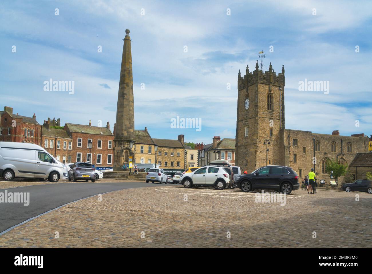 Richmond; ancient cobbled town centre. Looking north to Obelisk and ...