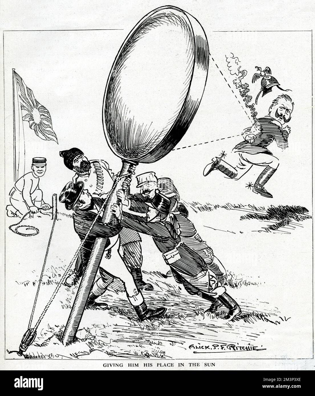 Cartoon, Giving him his place in the sun, WW1 Stock Photo - Alamy