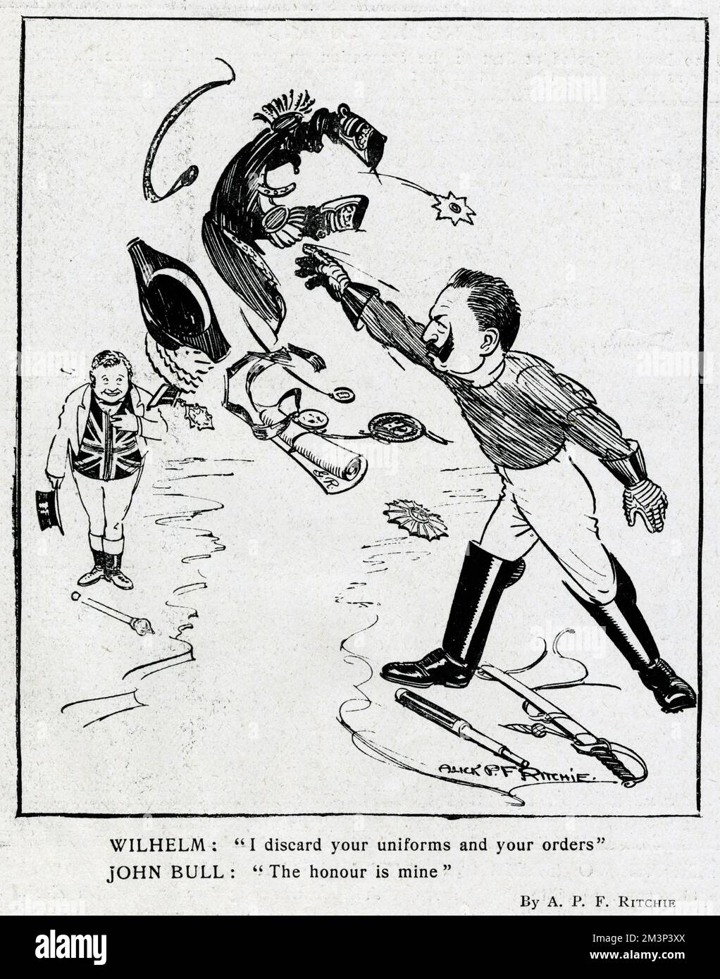Cartoon, Kaiser Wilhelm discarding uniforms, WW1 Stock Photo - Alamy