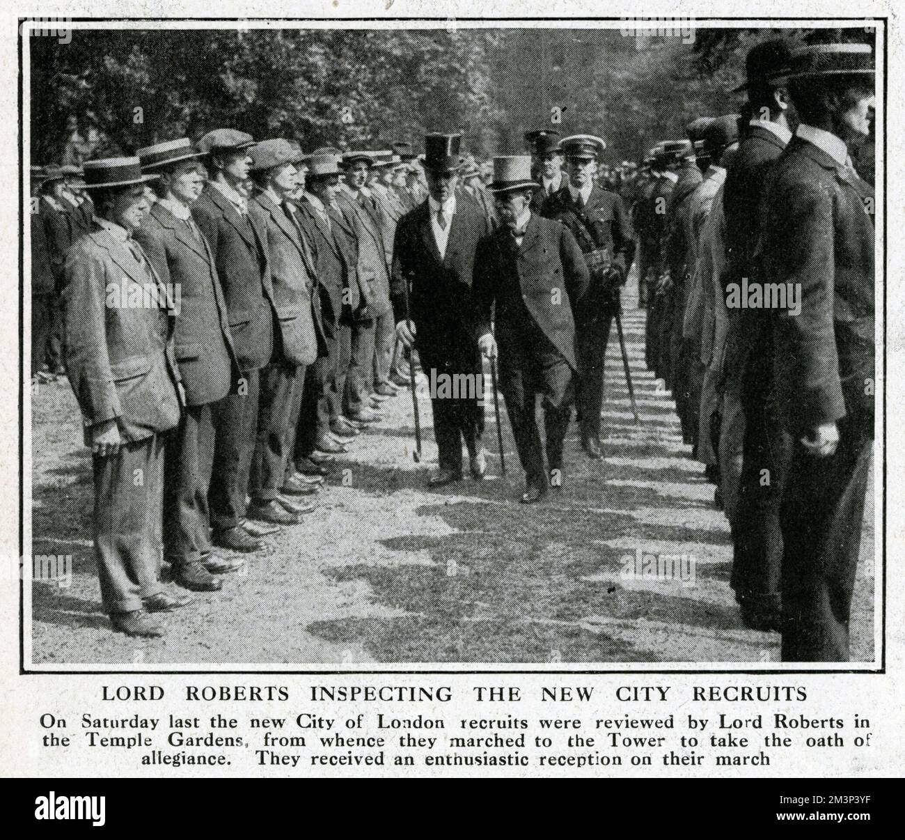 Lord Roberts in the Temple Gardens, inspecting City of London recruits ...