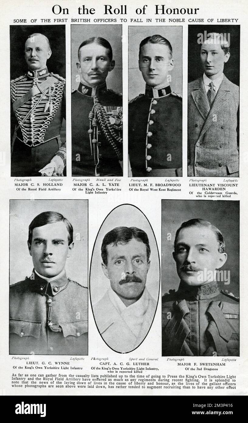Roll of Honour, September 1914, WW1 Stock Photo - Alamy