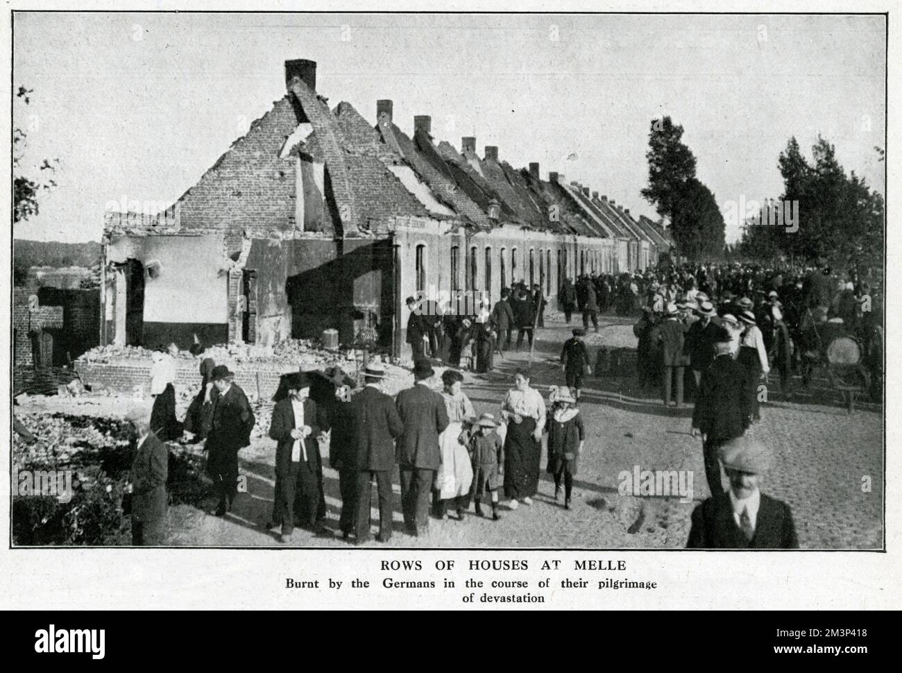 Ruined houses at Melle, Belgium, WW1 Stock Photo - Alamy