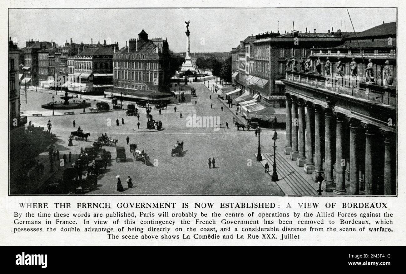 View of Bordeaux, location of French government, WW1 Stock Photo - Alamy