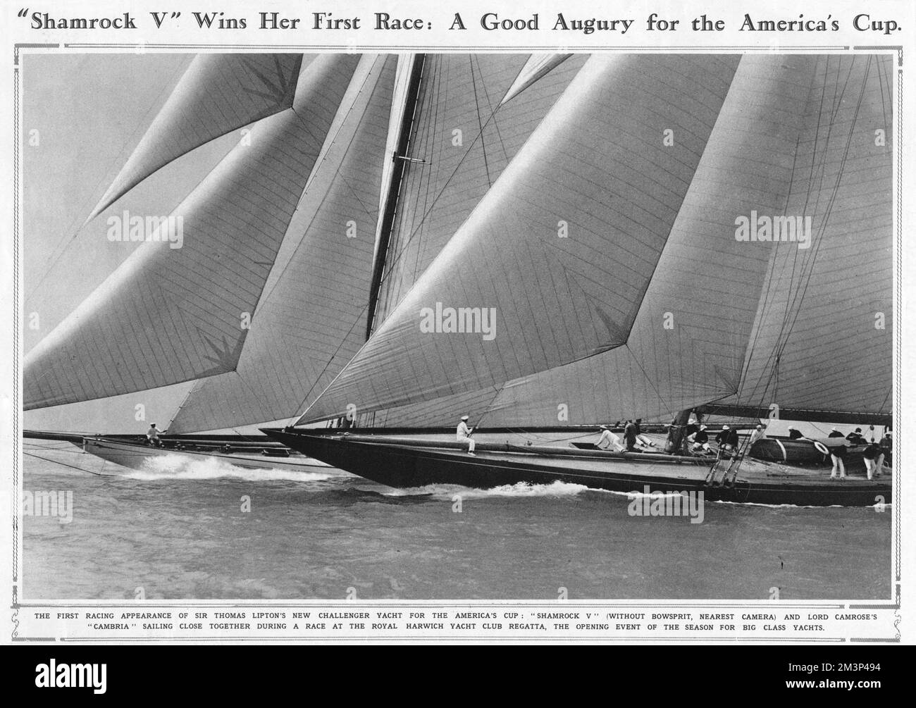 The first appearance in a race by the Shamrock V, Sir Thomas Lipton's ...