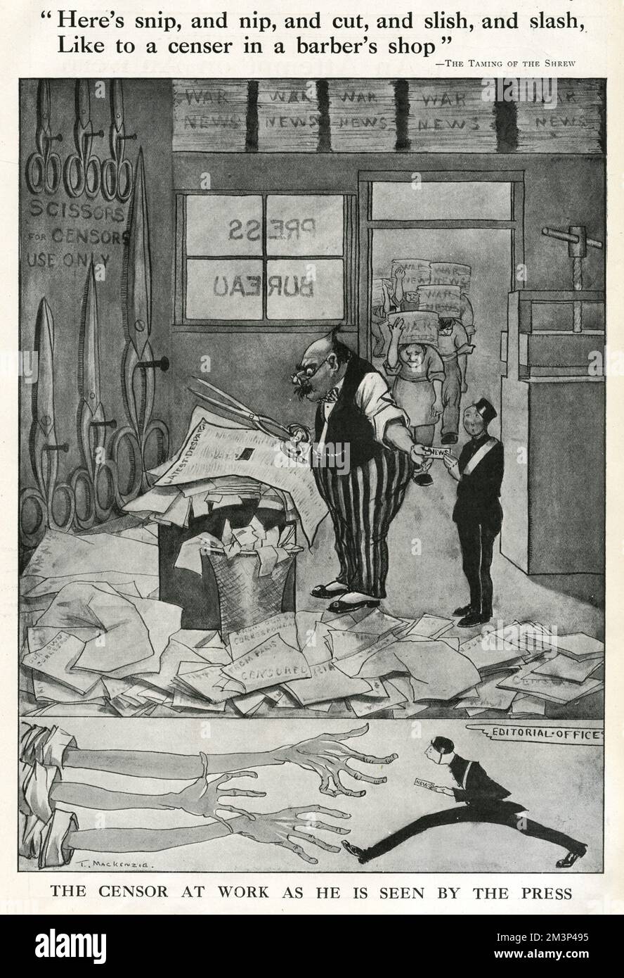 Cartoon, The Censor at Work, WW1 Stock Photo - Alamy