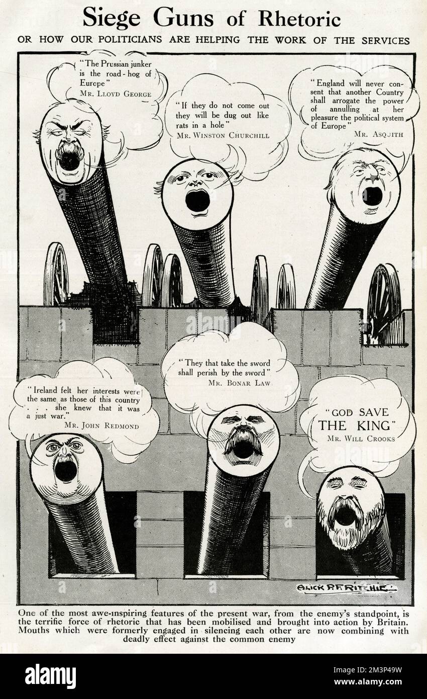 Cartoon, Siege Guns of Rhetoric, WW1 Stock Photo - Alamy