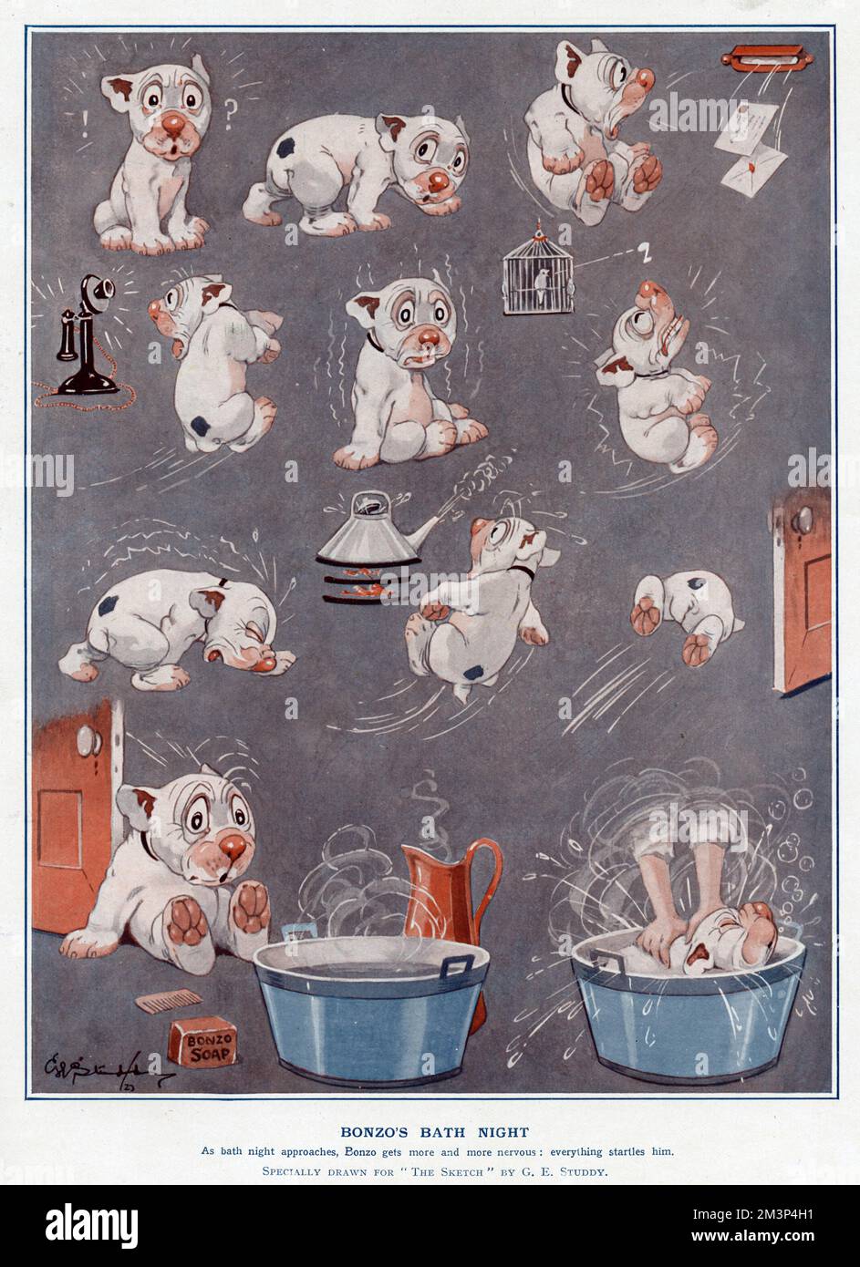 Bonzo's bath night -- as bath night approaches he gets more and more ...