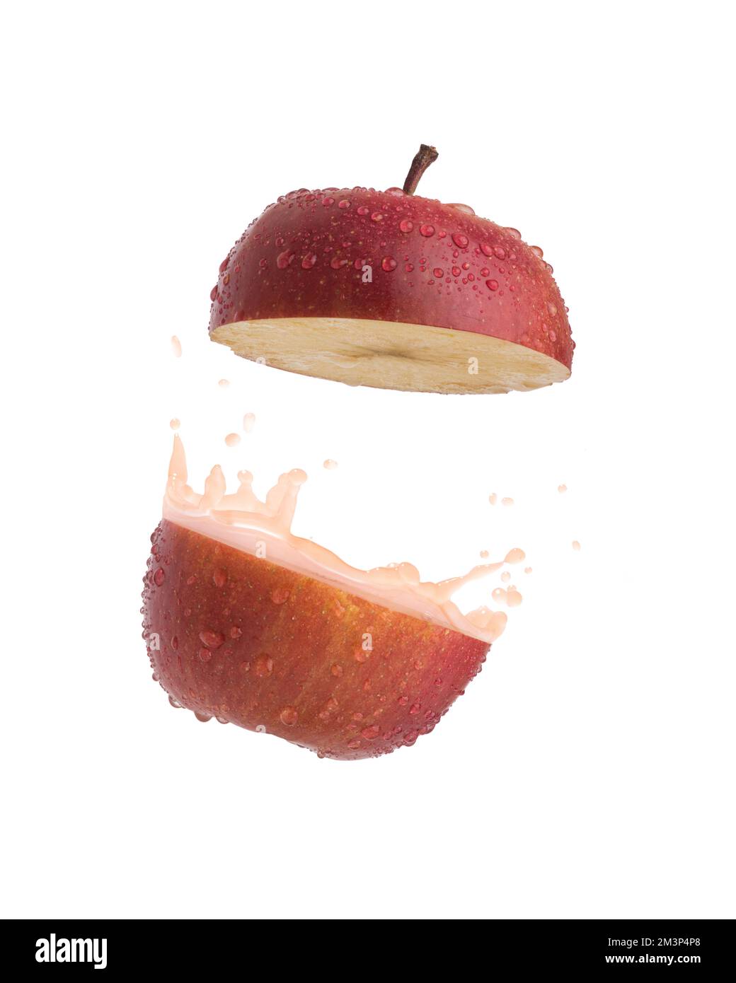 apple with juice splash on white isolated background Stock Photo - Alamy