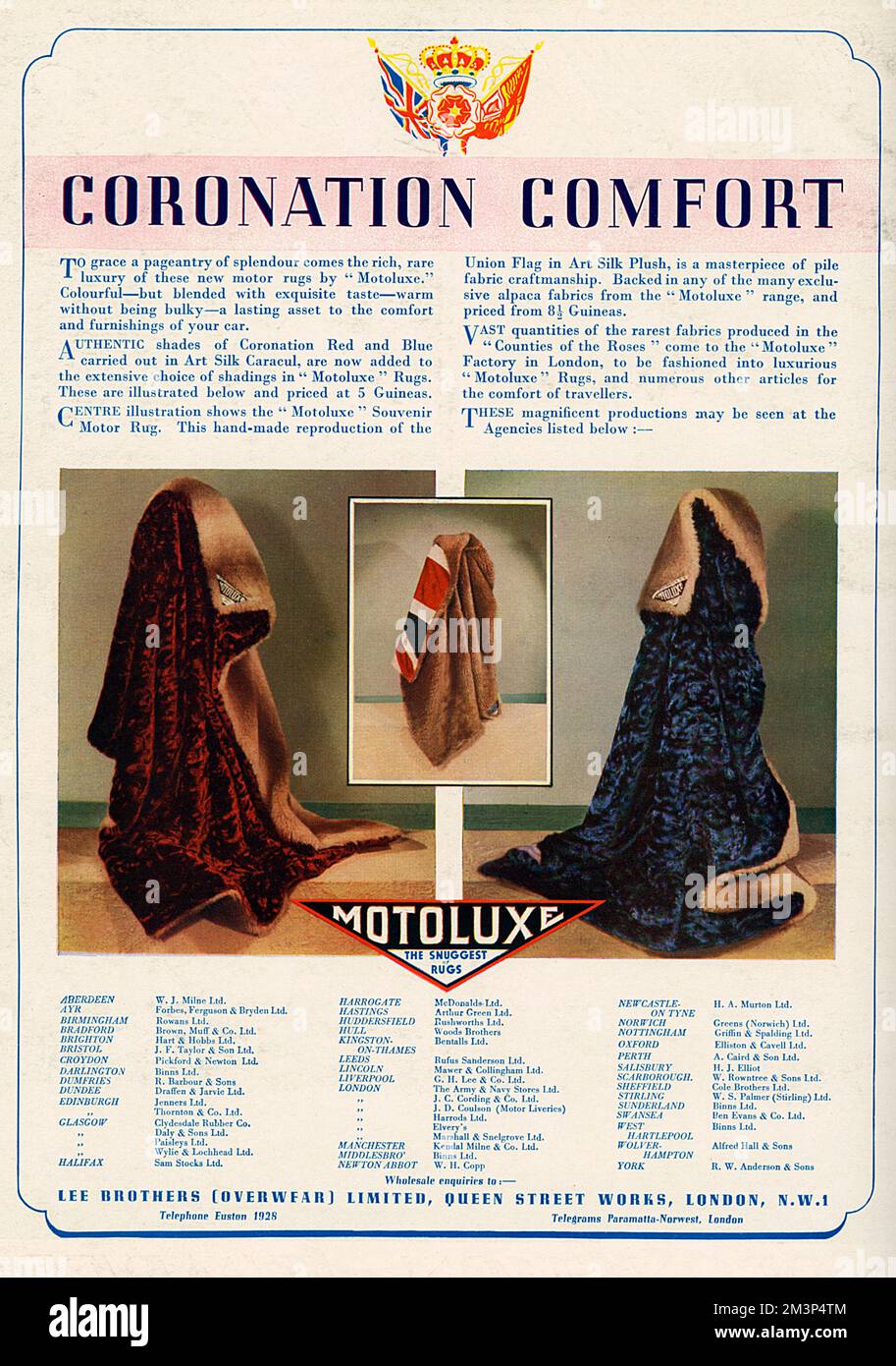 Motorluxe rugs, special 1937 Coronation designs Stock Photo - Alamy