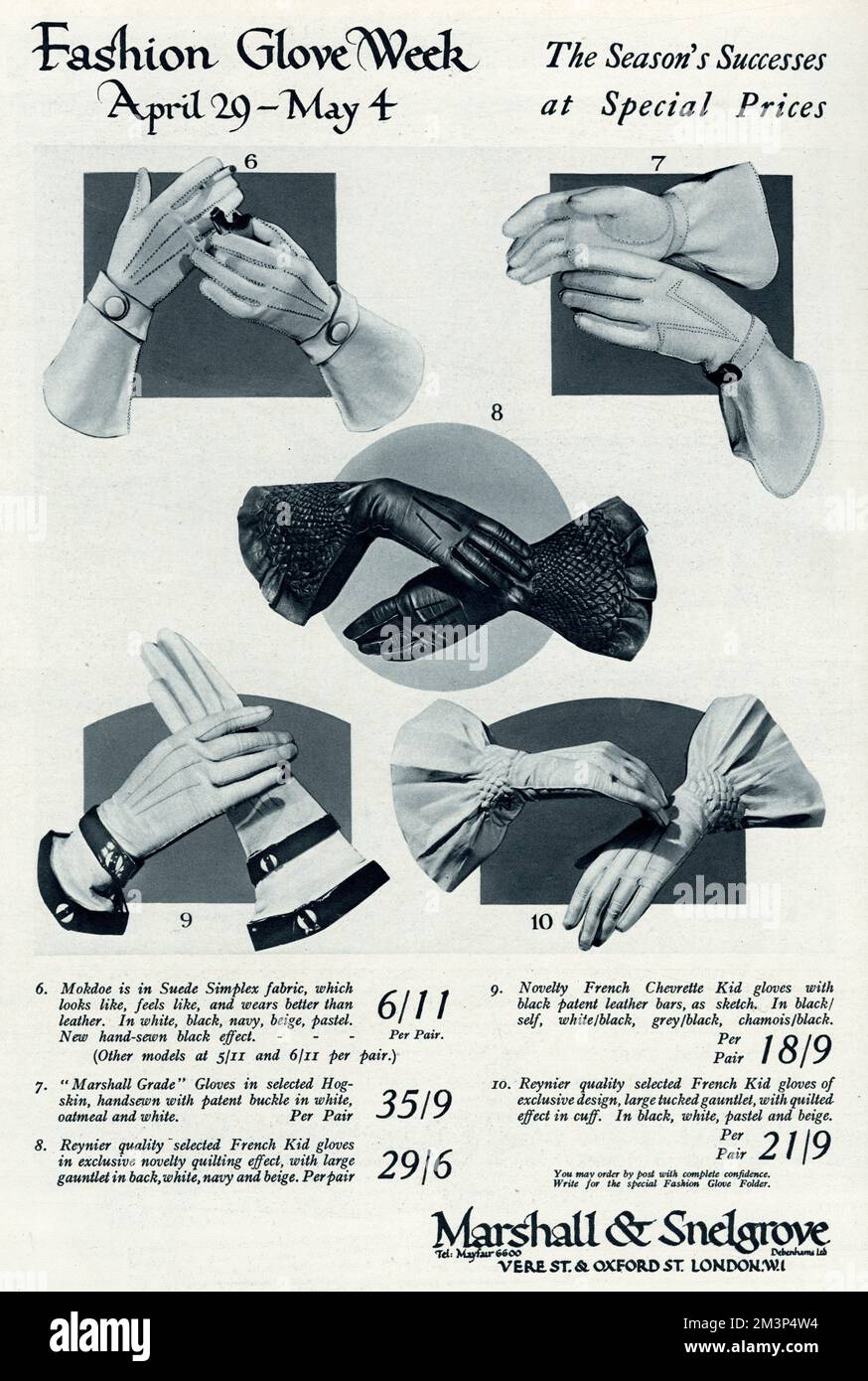 A selection of wrist gloves: suede simplex fabric, hog skin, reynier ...