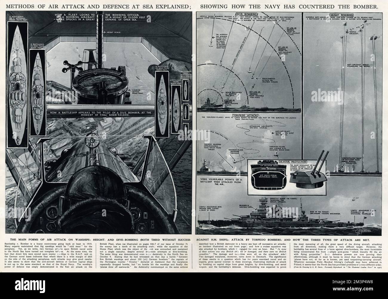 Air attack and defence at sea by G. H. Davis Stock Photo - Alamy