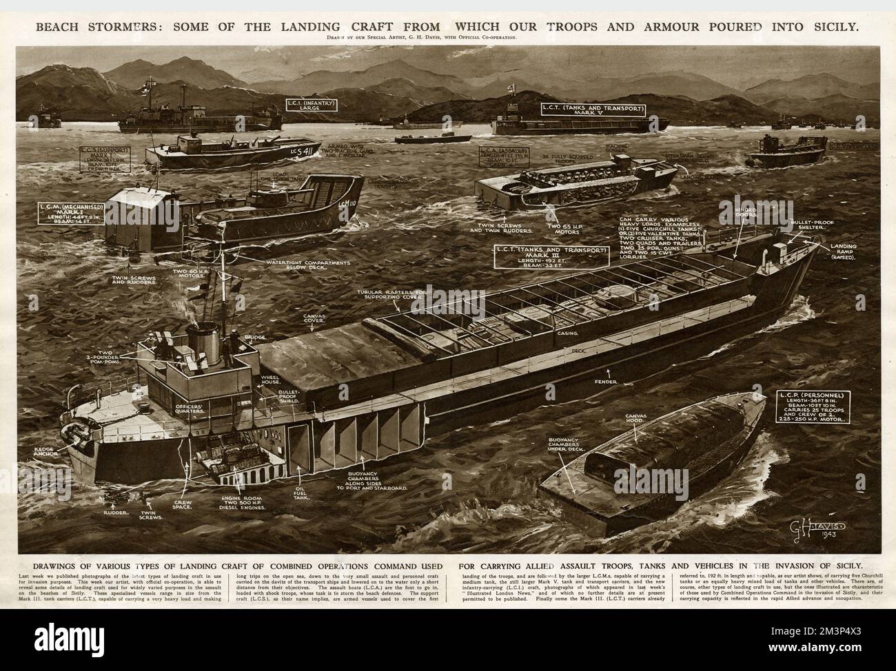 Beach stormers: some of the landing craft from which British troops and ...