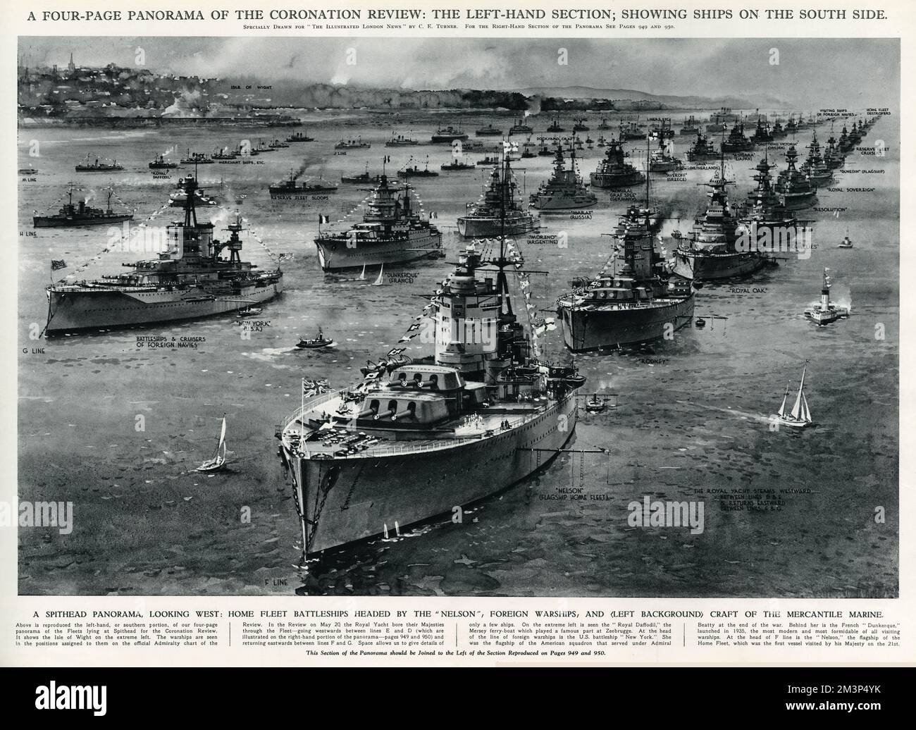 Spithead panorama, ships on south side Stock Photo - Alamy