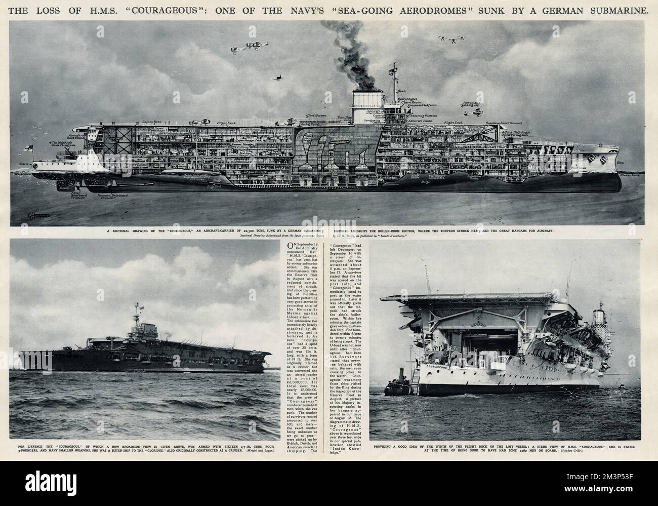 Loss of HMS Courageous by G. H. Davis Stock Photo - Alamy