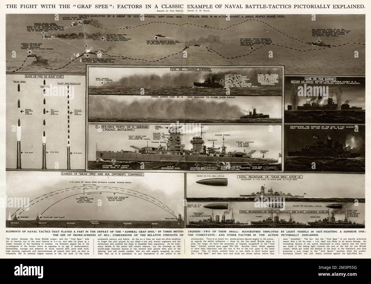 Defeat of the Graf Spee by G. H. Davis Stock Photo - Alamy