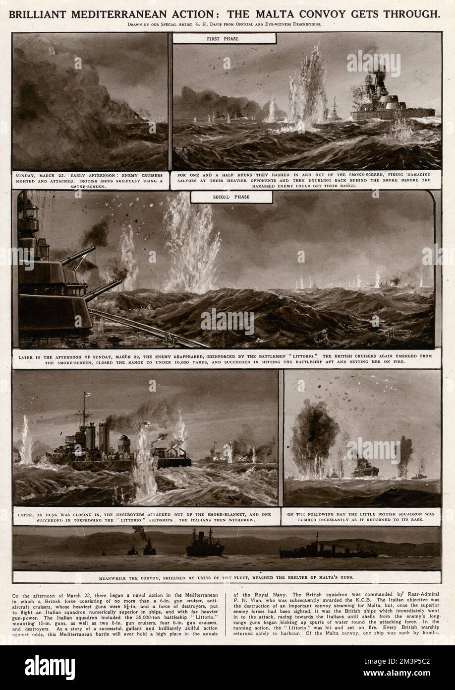 Mediterranean action between British and Italian ships during the ...