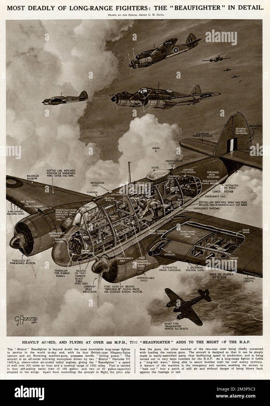 Beaufighter long-range fighter by G. H. Davis Stock Photo - Alamy