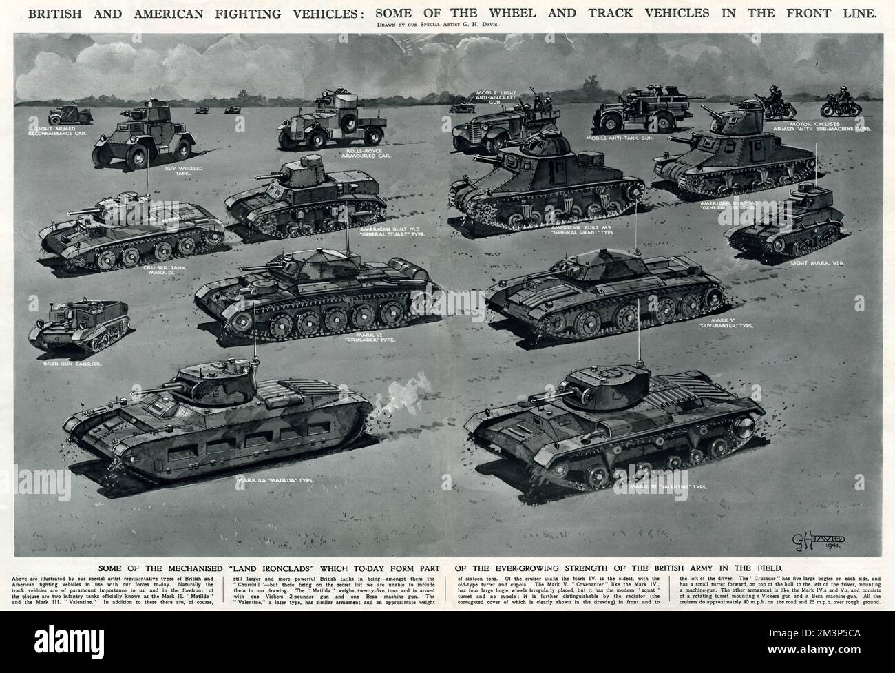 British and American fighting vehicles by G. H. Davis Stock Photo - Alamy