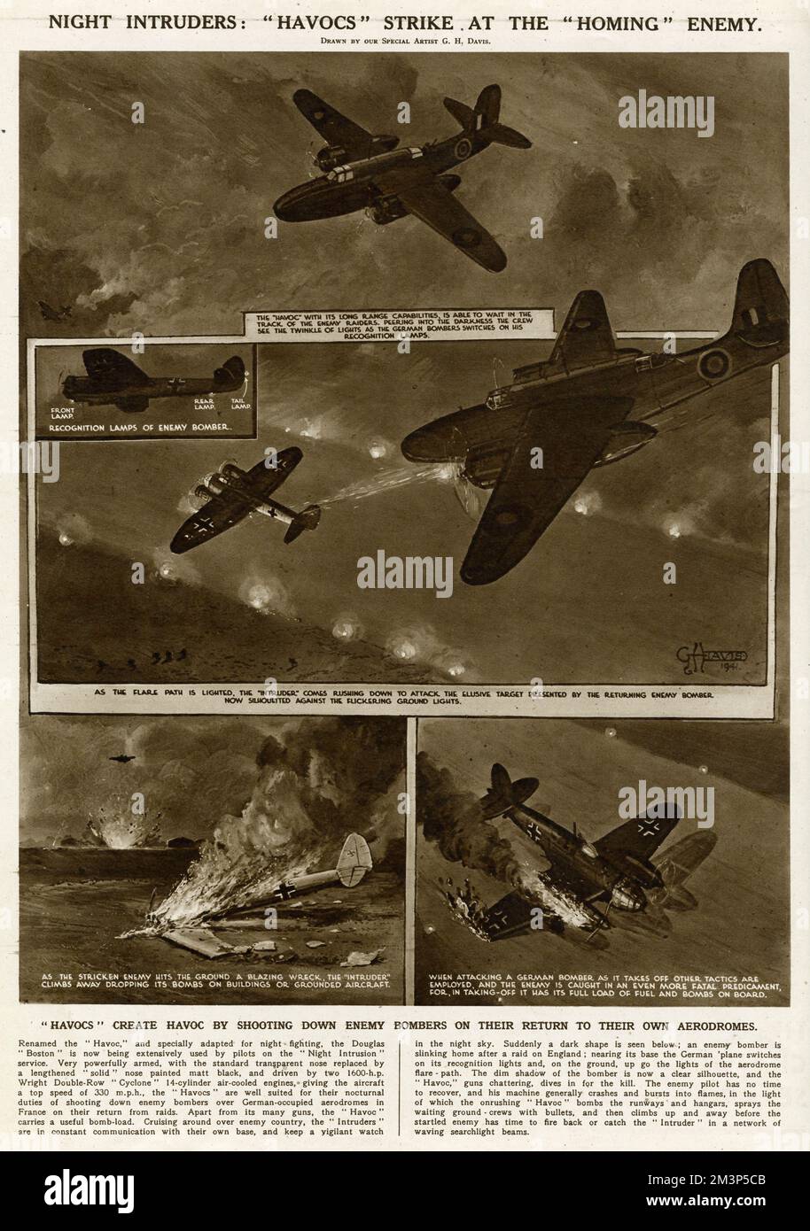 Night intruders during the Second World War: Havocs (the renamed Douglas Boston) strike at ...
