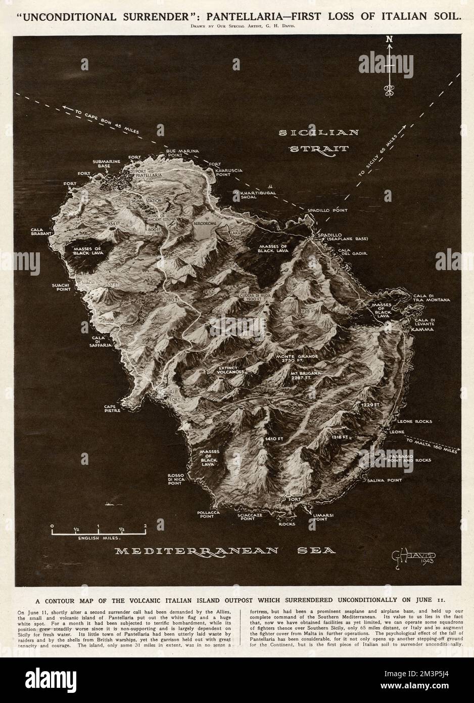 Map of Pantellaria (Pantelleria) by G. H. Davis Stock Photo - Alamy