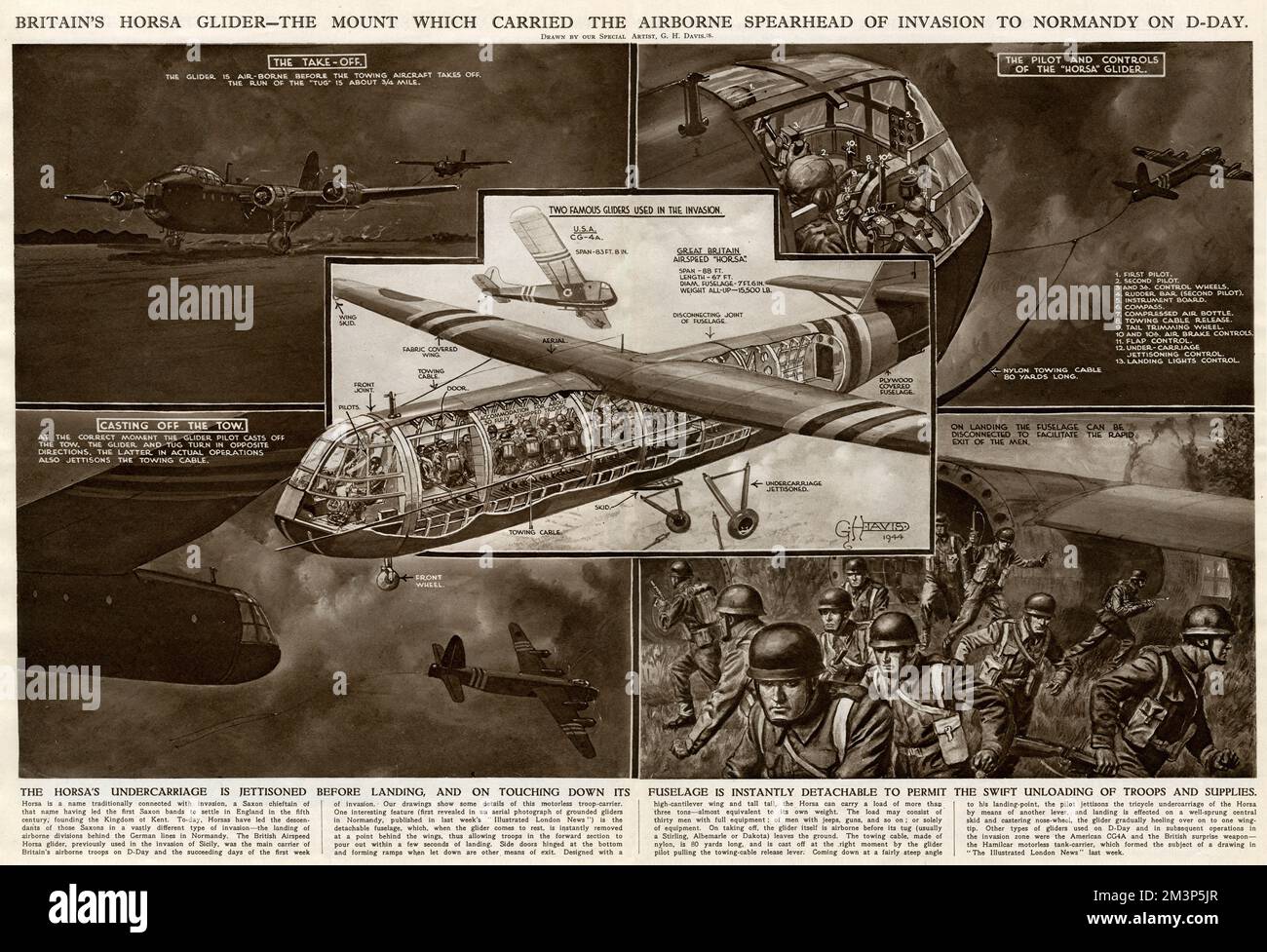 Horsa glider to Normandy by G. H. Davis Stock Photo - Alamy