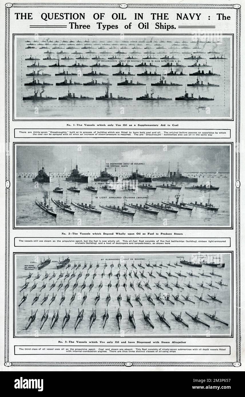 Three types of oil ships in the navy by G. H. Davis Stock Photo - Alamy