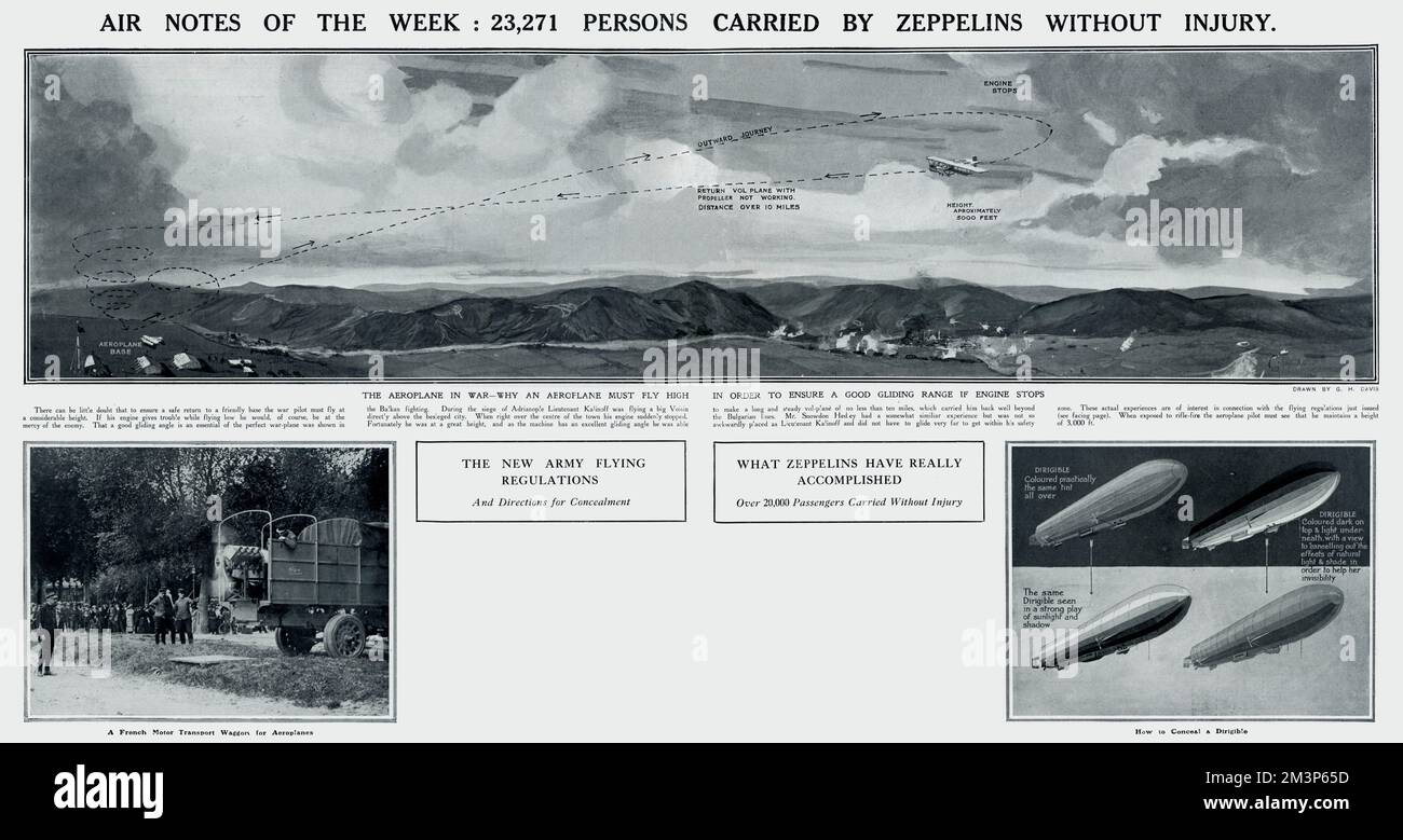Zeppelin statistics and flying regulations by G. H. Davis Stock Photo ...