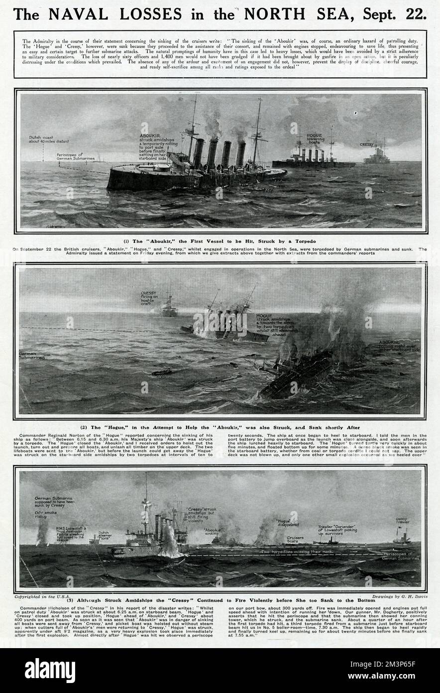 The naval losses in the North Sea, all on the same day. (1) The Aboukir ...