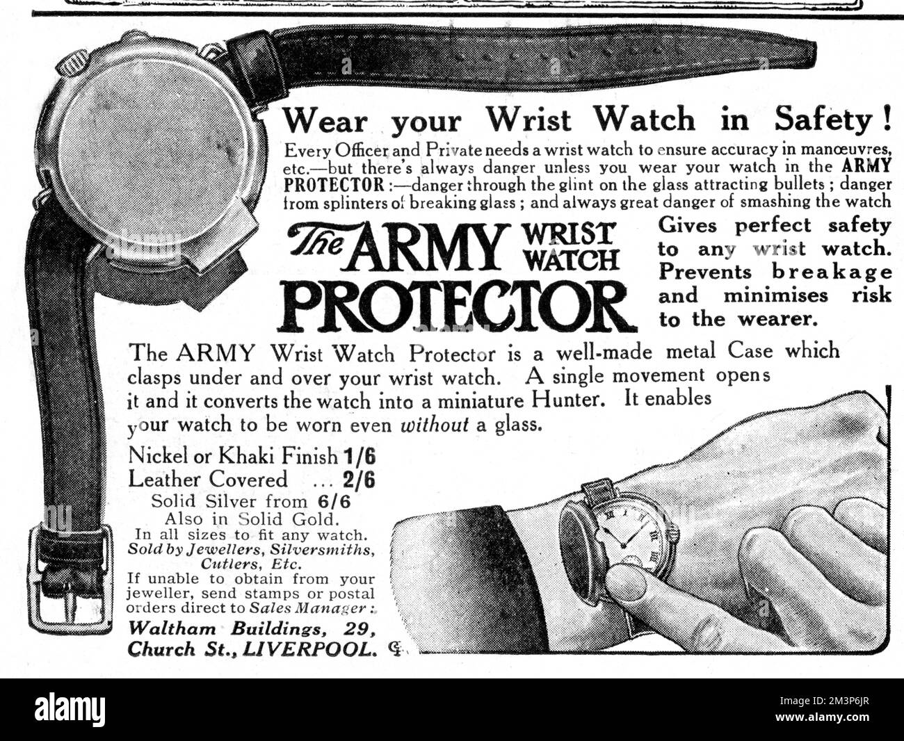 Army wrist watch protector advertisement Stock Photo - Alamy