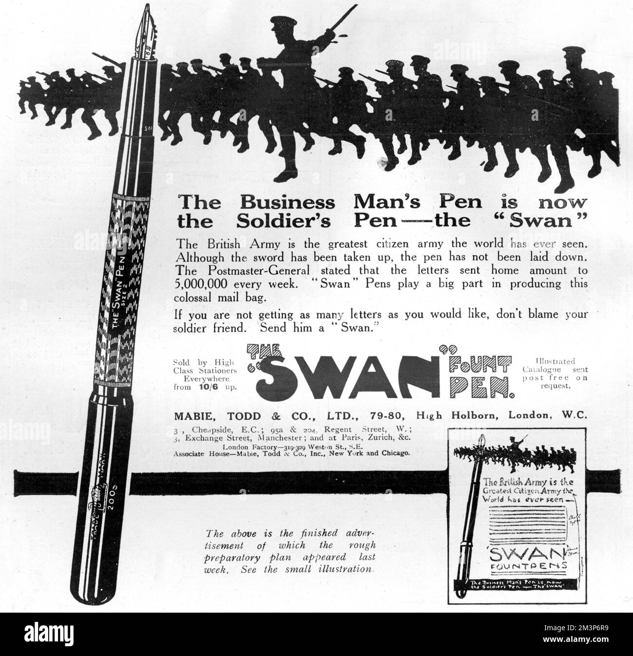 Swan Fountain Pen advertisement, World War One Stock Photo - Alamy