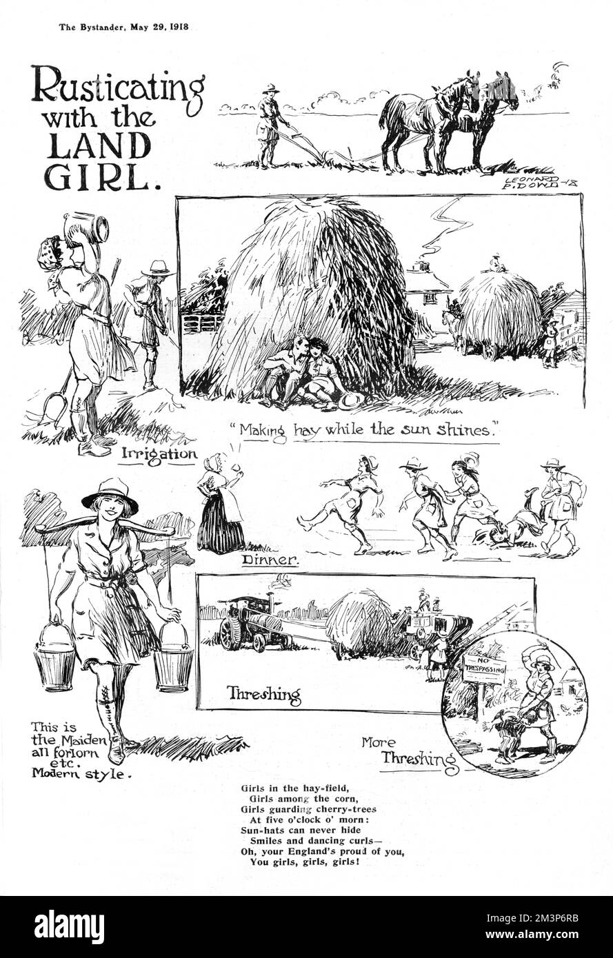 Rusticating with the Land Girl by Leonard P. Dowd Stock Photo - Alamy