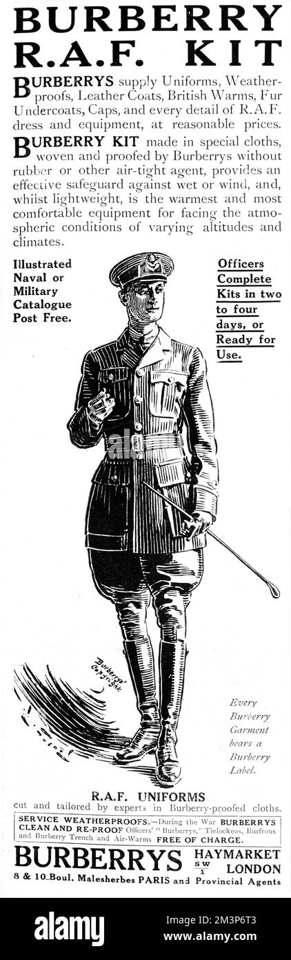 Burberry R.A.F. kit advertisement, World War One Stock Photo - Alamy