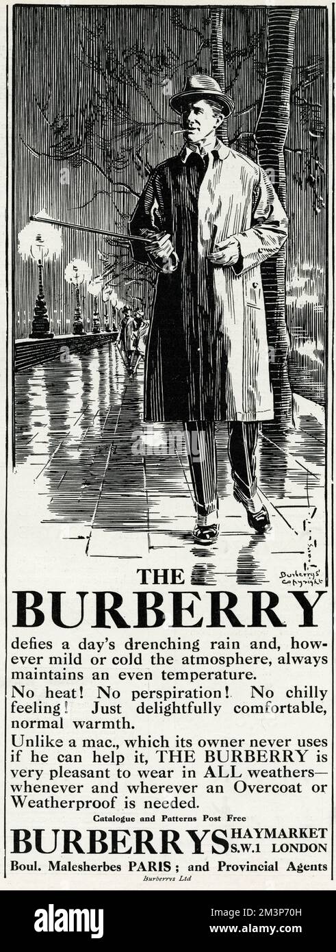 Advert for Burberry trench coat 1924 Stock Photo - Alamy