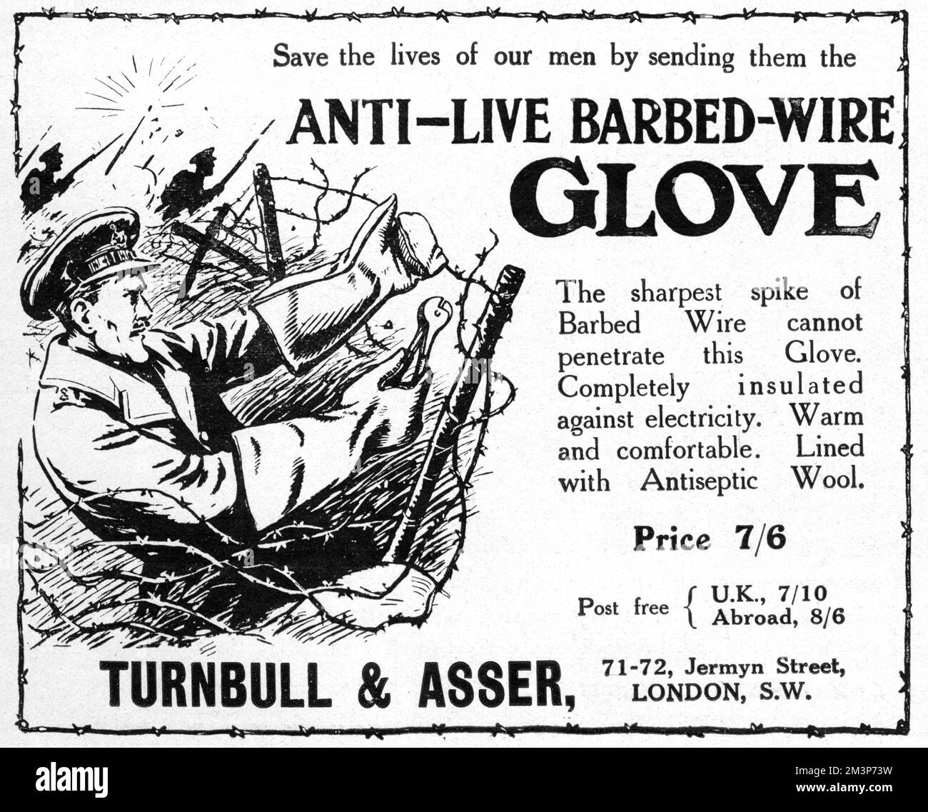 Anti-Live Barbed Wire advertisement Stock Photo - Alamy