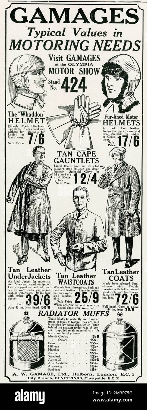Selection of motoring garments suitable for all weathers, showing at ...