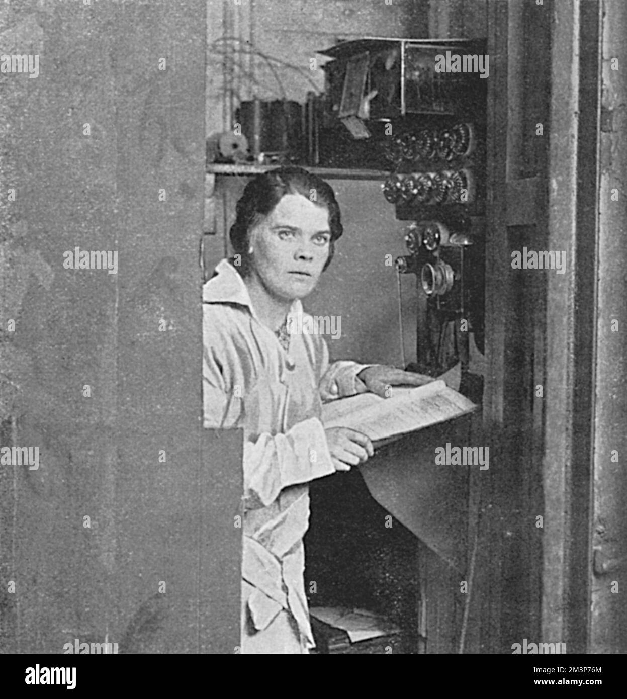A lady prompter at a London theatre during First World War Stock Photo ...