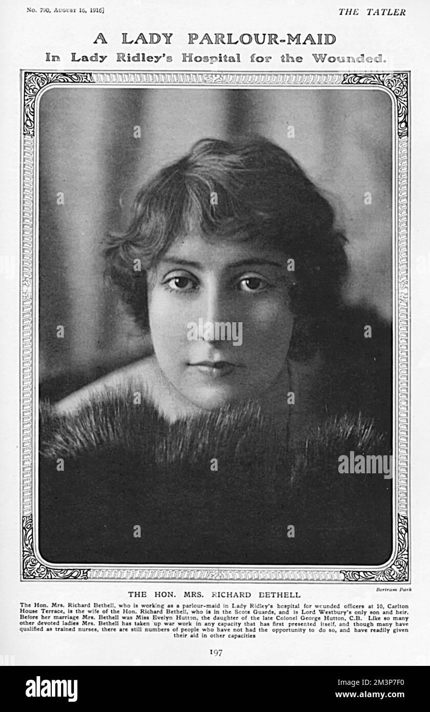 The Hon. Mrs Richard Bethell, a lady parlour-maid, 1916 Stock Photo - Alamy