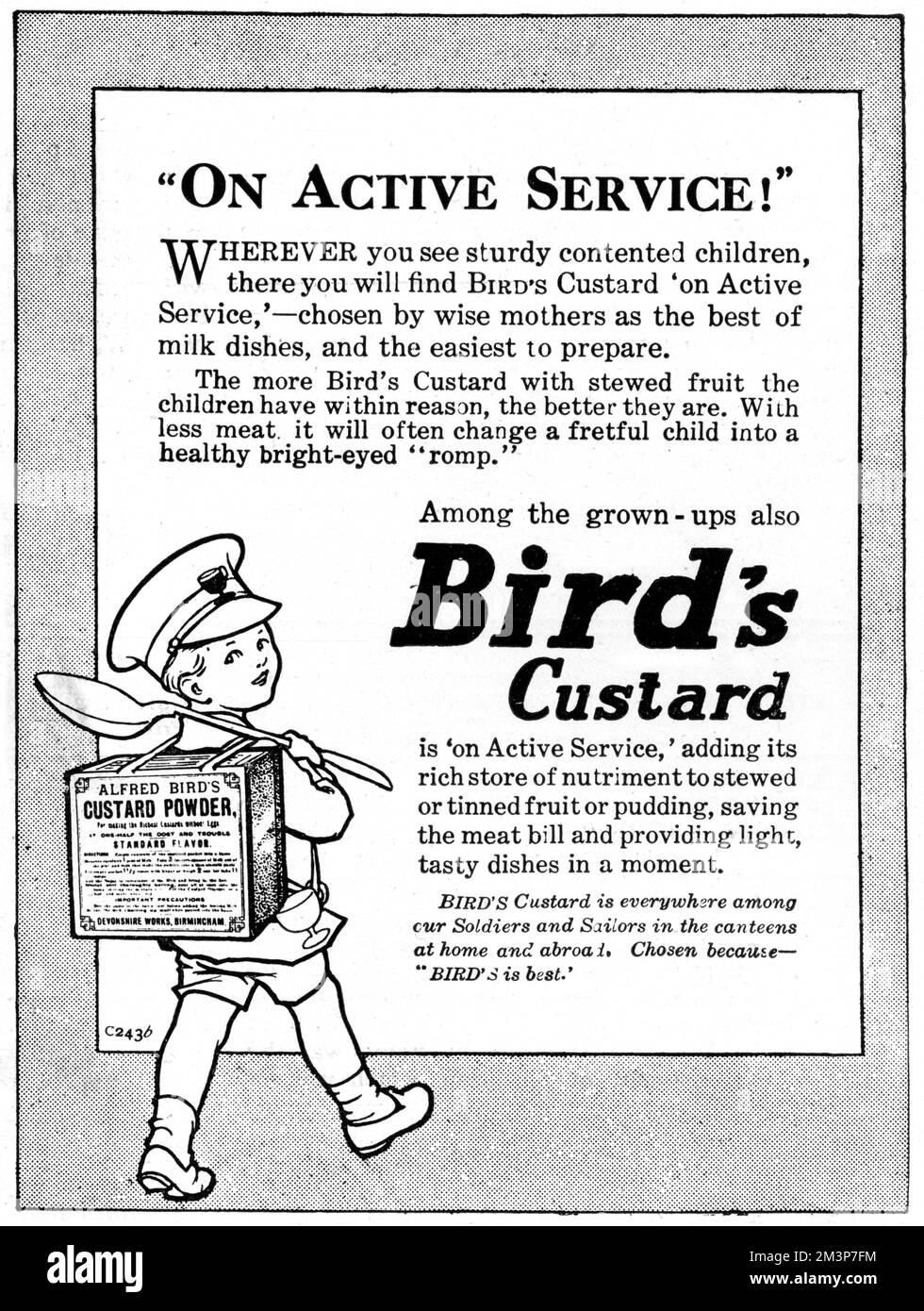 Birds Custard advertisement, WW1 Stock Photo - Alamy