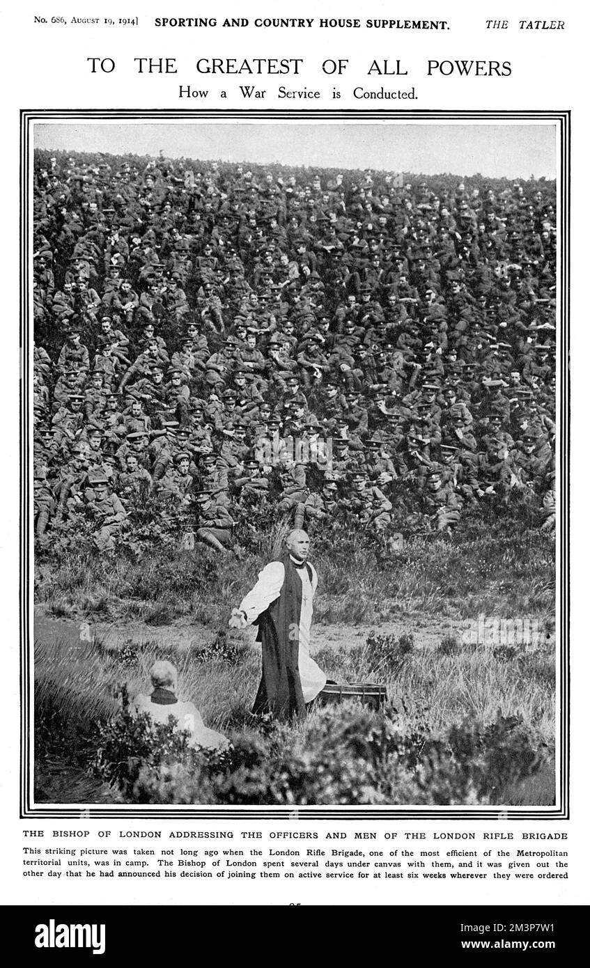 Bishop of London addressing London Rifle Brigade, WW1 Stock Photo - Alamy