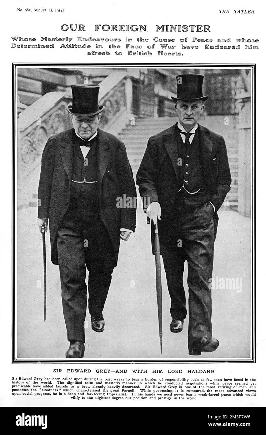 Sir Edward Grey & Lord Haldane, outbreak of First World War Stock Photo ...