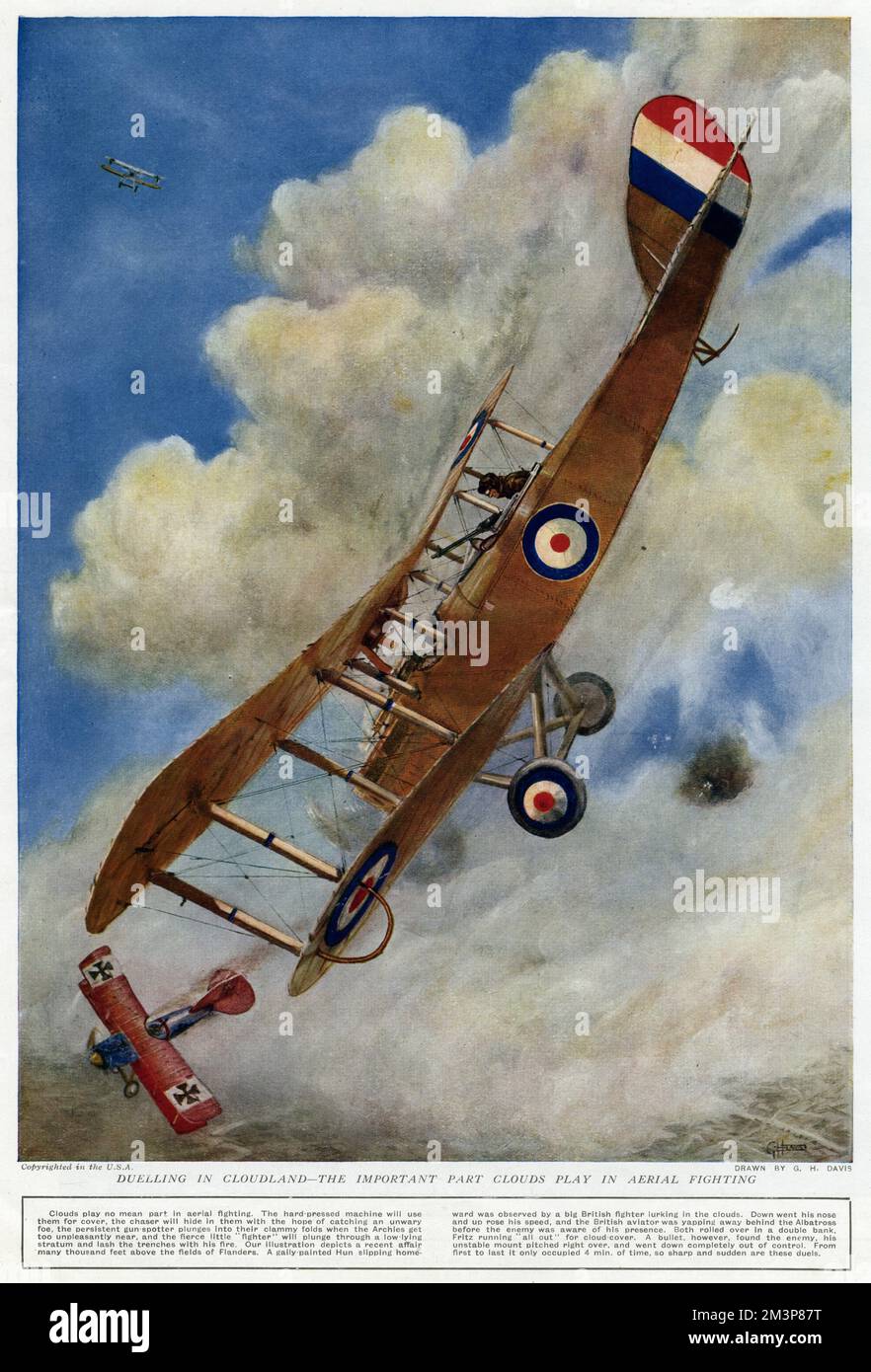 Duelling in cloudland, aerial fighting 1917 Stock Photo - Alamy
