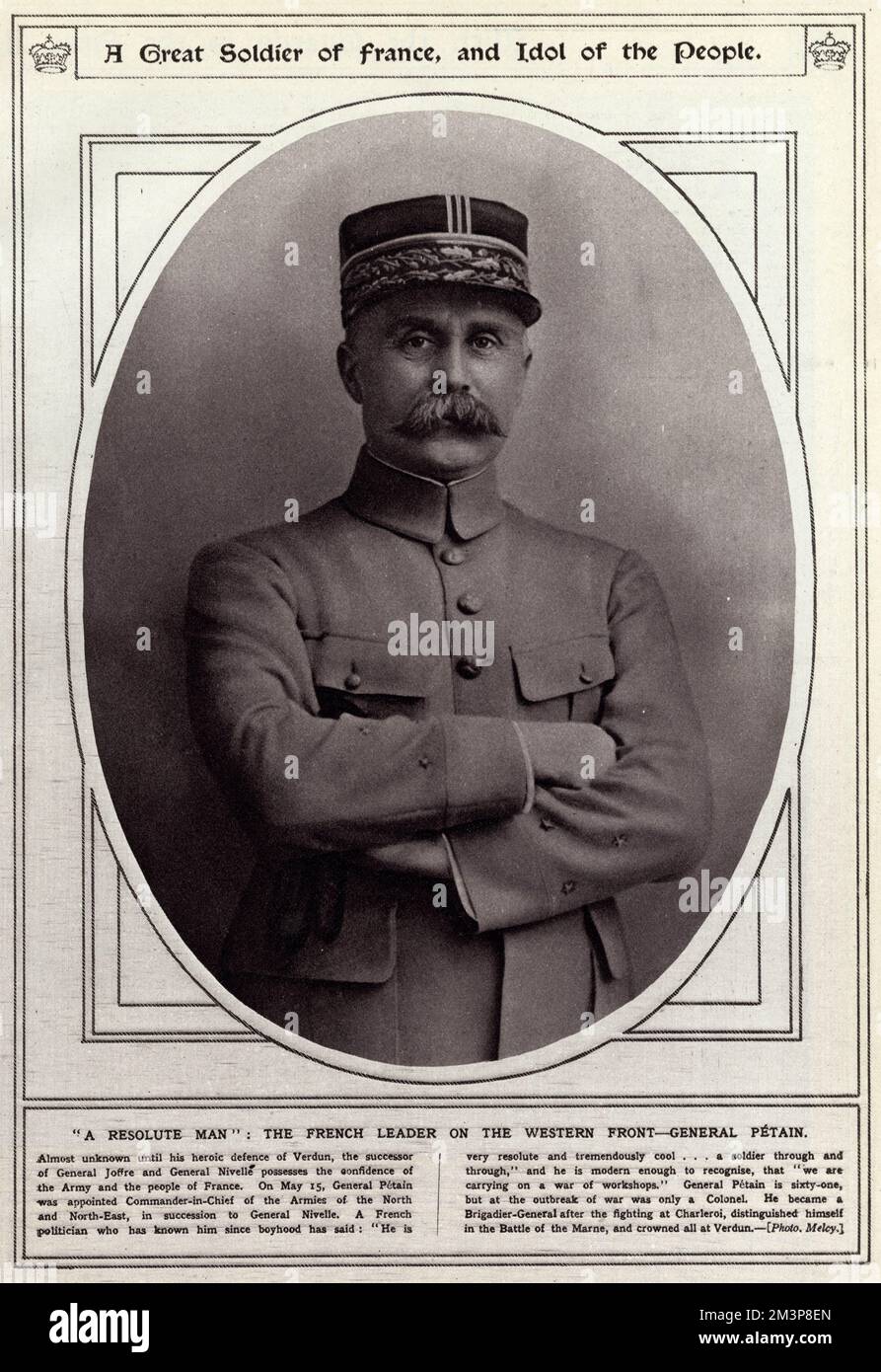 Marshal Philippe Petain (1856 - 1951), French leader on the Weatern ...