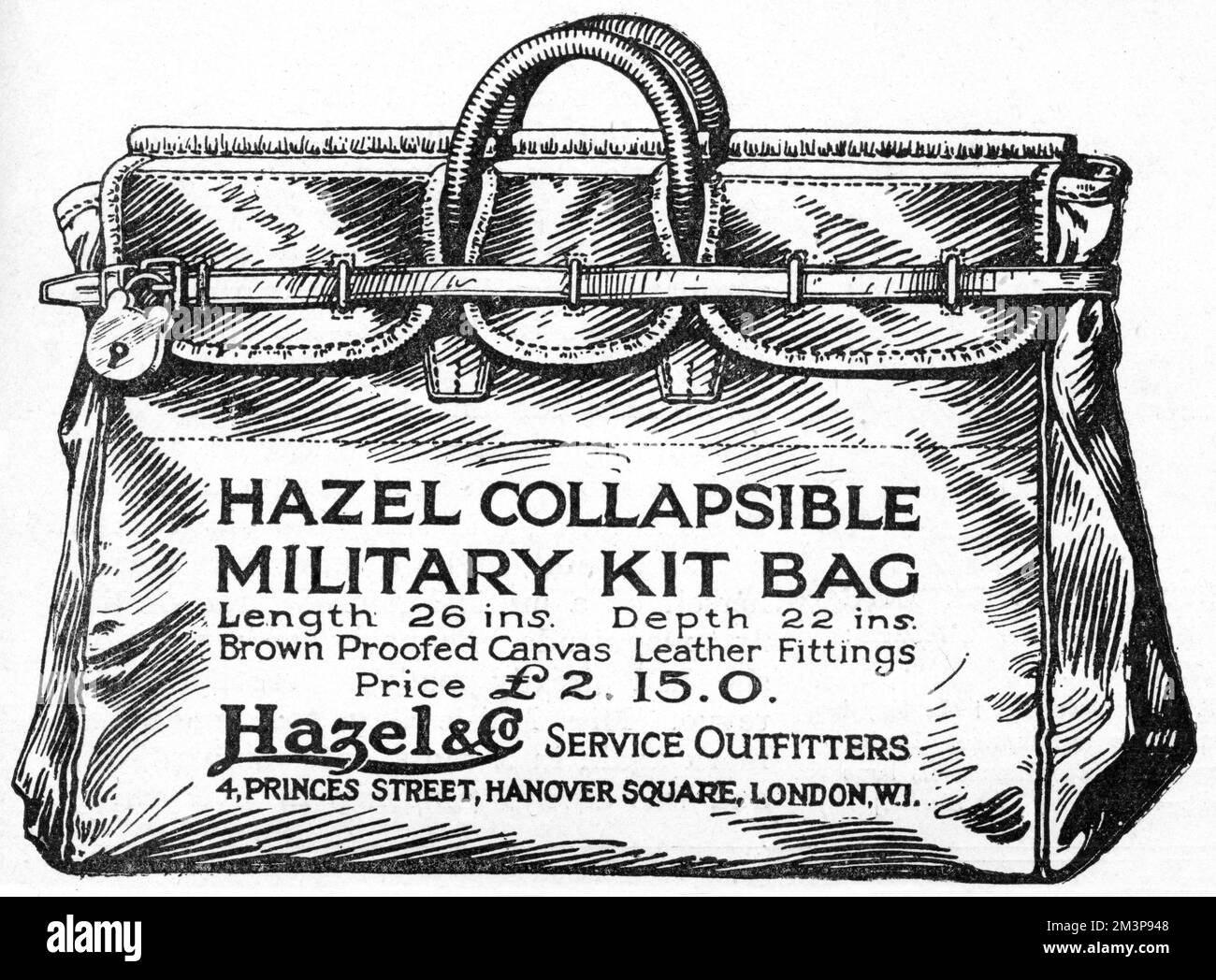 Hazel Collapsible Military Kit Bag, WW1 Stock Photo - Alamy