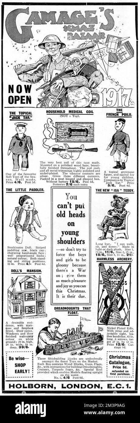 Gamage's Xmas bazaar advertisement, WW1 Stock Photo - Alamy