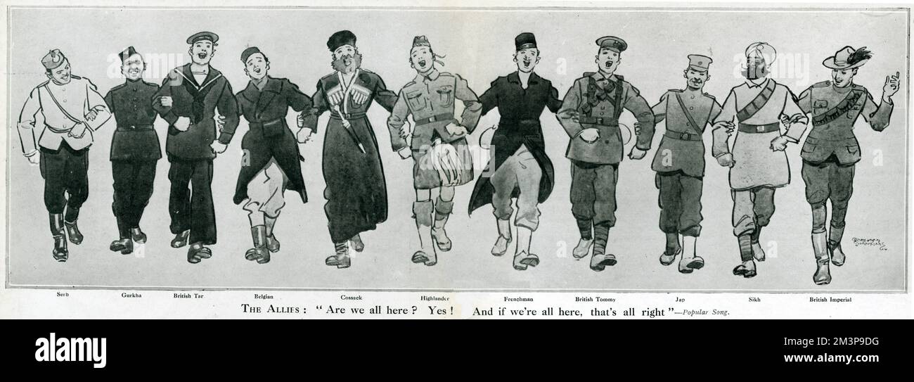 Cartoon, The Allies, WW1 Stock Photo - Alamy