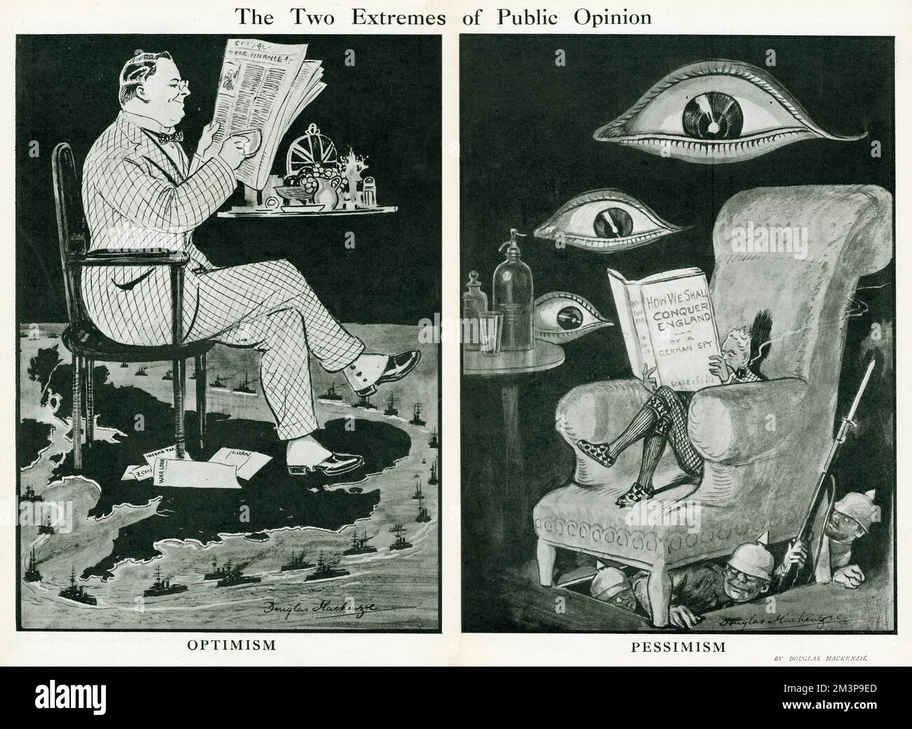 Cartoon, The Two Extremes of Public Opinion, WW1 Stock Photo - Alamy