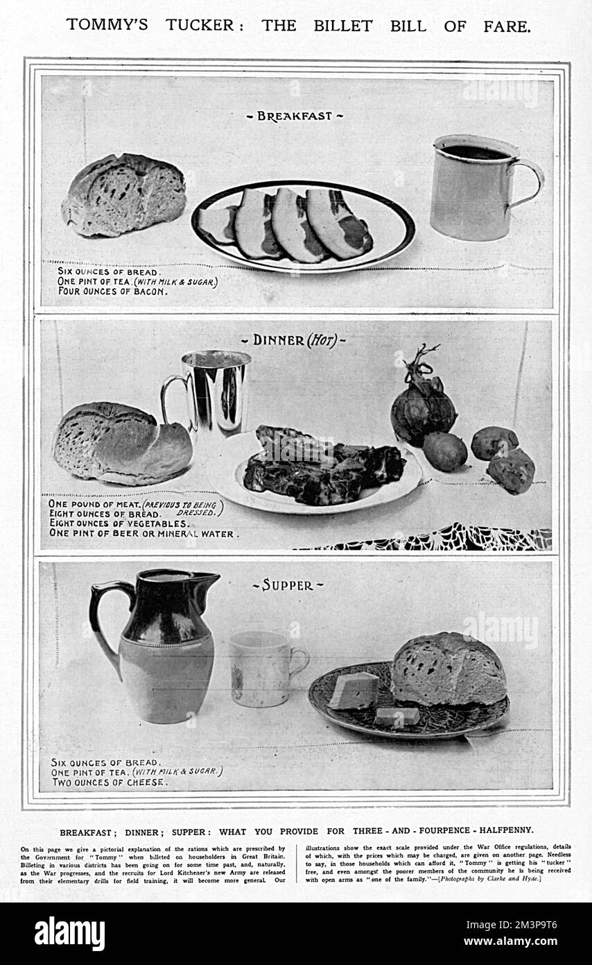 Food for billeted soldiers, WW1 Stock Photo - Alamy