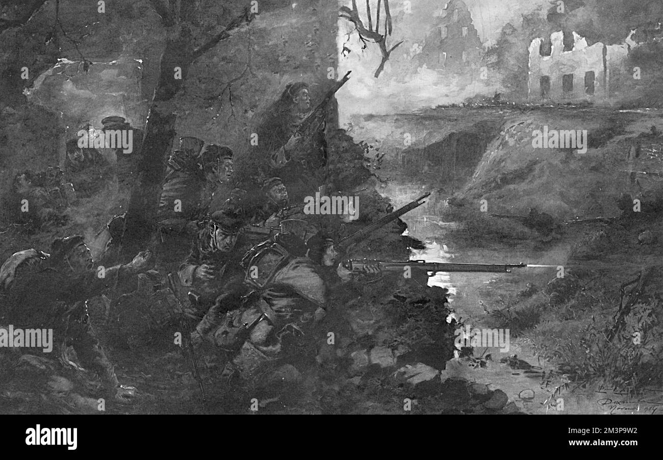 Breton marines defend the town of Dixmude, November 1914 Stock Photo ...