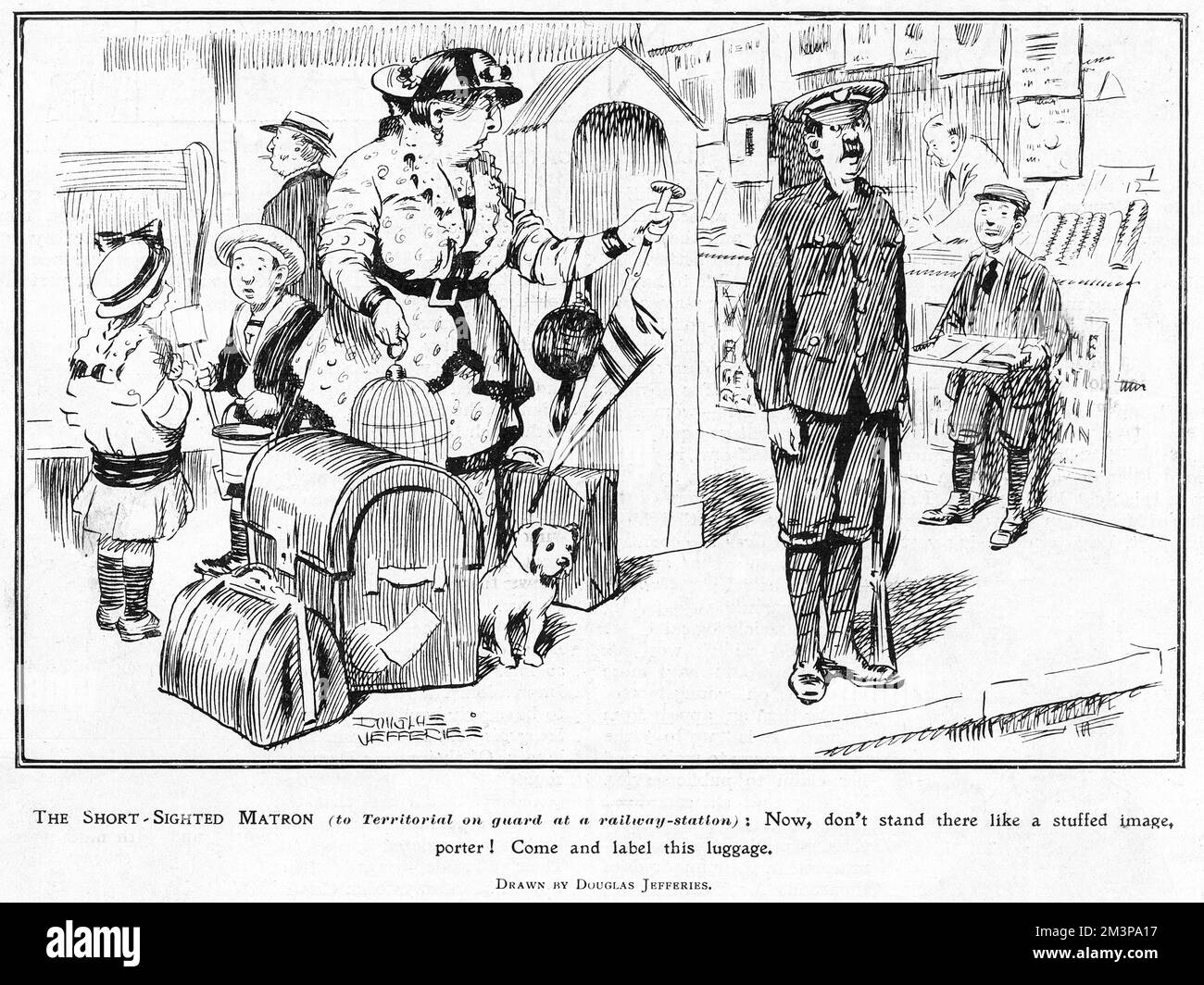 Terrors of the Terrier, Territorial Army cartoon, WW1 Stock Photo - Alamy