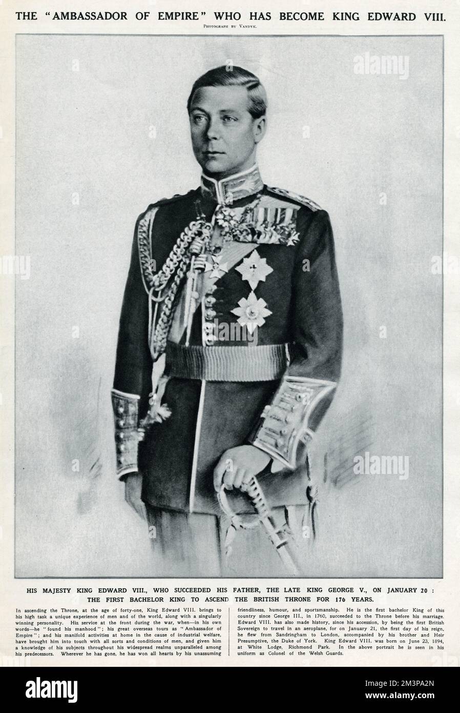 His Majesty King Edward VIII (1894 - 1972), who succeeded his Father ...